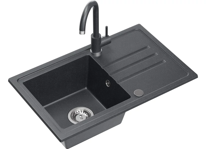 BEN 111 gránit mosogatótálca Kate csappal és króm manuális leeresztővel ...